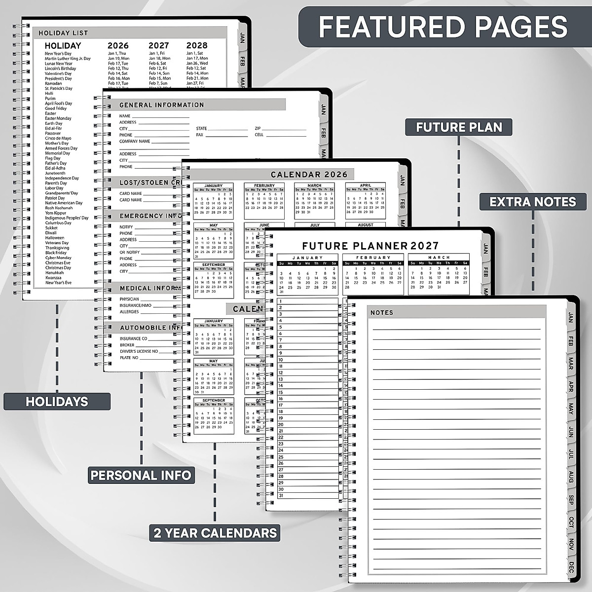 2023 Ensight Tabbed Appointment Book & Planner (8.5 x 11) inches, Daily Hourly Weekly Planner, Calendar and Schedule Book 15-Minute time Slots, Durable Twin-Wire Fastening, Business and Personal (2023 Black New Edition)