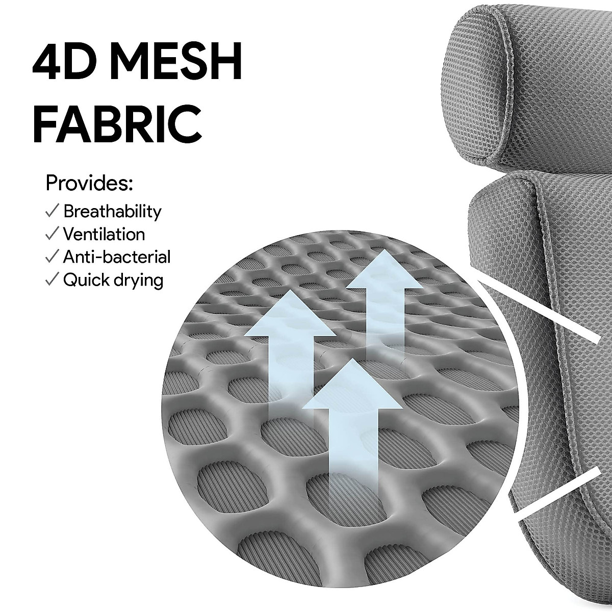 PEULEX Comfort Bath Pillow for Tub, Bath Pillow for Neck Back Support with Strong Suction Cups & Hook, Soft Bath Pillow for Luxury Bath, Hot Tub Bathtub Pillow Made with Soft Mesh, Great Gift for Wife