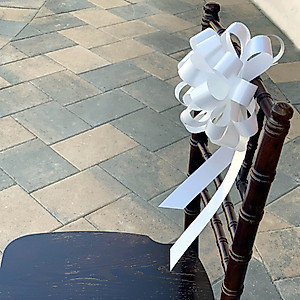 White Pull Bows with Tails - 8" Wide, Set of 6, Veteran's Day, Christmas, Wedding, Gift Bows, Reception, Fundraiser, Birthday, Valentine's Day, Mother's Day, 4th of July