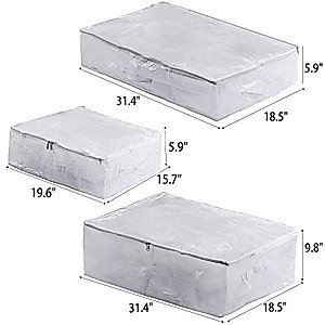 Under The Bed Storage 4 Pack Foldable Underbed Storage Containers With 3 Handles and 2 Sturdy Zippers for Blankets, Clothes, Thin Quilts, Shoes