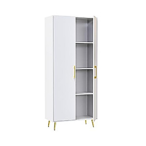 RESOM Kitchen Pantry Storage Cabinet with Doors and Adjustable Shelves, Tall White Storage Cabinet for Home Office, Garage, Laundry, Utility Room