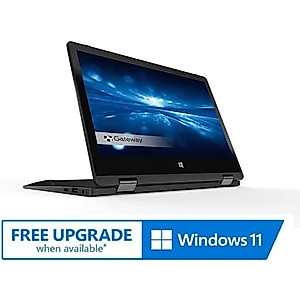 Gateway Newest Touchscreen 11.6 HD 2-in-1 Convertible Laptop in Black Intel N4020 4GB RAM 64GB SSD Mini-HDMI Webcam Hugo Tech Mart Windows 11 S (Renewed)