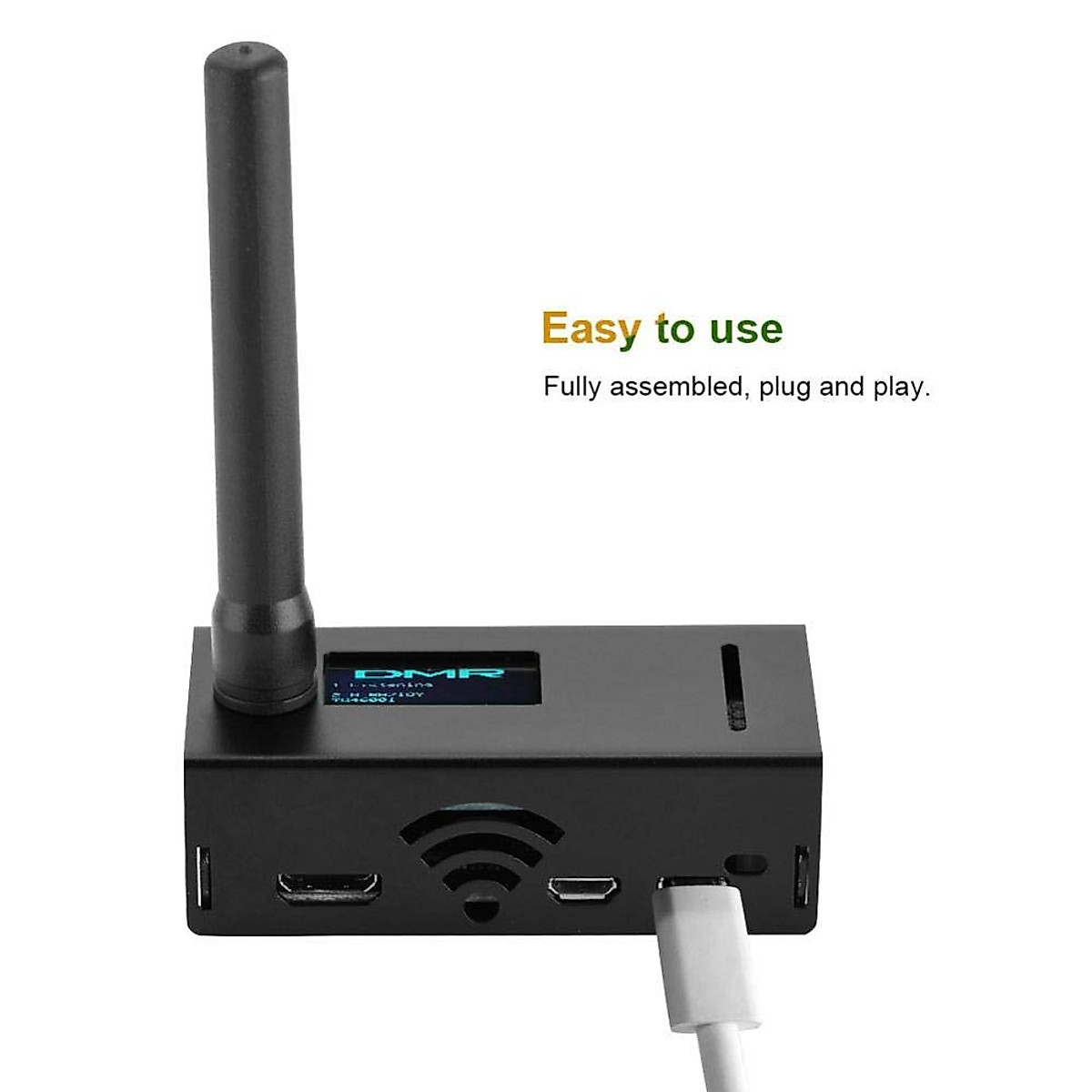 Assembled MMDVM Hotspot - Support DMR, DSTAR, P25 and System Combination Communications - Organic LED Display Screen,SMA Detachable Antenna,Support 420-450MHz UHF (Black)