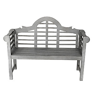 JONATHAN Y BNH103B Lutyens 51.2" 3-Seat Arched 600-Lbs Support Acacia Wood Outdoor Garden Patio Bench for Garden, Lawn, Backyard, Pool, Deck, Beach, Firepit, Gray