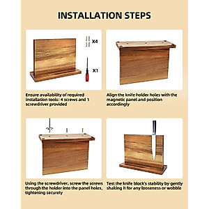 Magnetic Knife Holder Block Rack Double Sided Acacia Wooden Magnetic Knife Display Stand with Strong Enhanced Magnets for Kitchen Knife Counter Multifunctional Storage