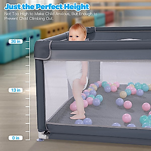 Baby Playpen 72” x 59”, CONMIXC Extra Large Playpen for Babies and Toddlers, Baby Gate Playpen, Baby Playyard, Baby Fence Play Area, Kids Activity Center with Gate Dark Gray