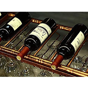 Stylish Simplicity Wine Stemware Racks Ceiling Mounted Hanging Wine Bottle Holder Metal Goblet Wine Glass Rack Various, PIBM, Bronze, 120 * 30cm
