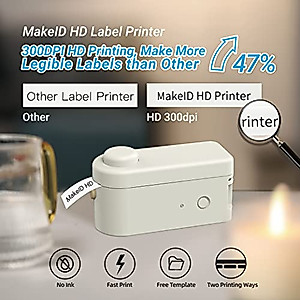 Makeid Label Maker Machine with Tape HD (300dpi), Portable Bluetooth L1 Label Printer Handheld Label Printer Custom Stickers with Multiple Templates for Home Office Organization Easy to Use