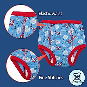 MooMoo Baby 8 Packs Potty Training Pants Cotton Absorbent Training Underwear for Toddler Baby Boy 3T