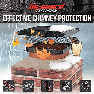 HY-GUARD Galvanized Steel Chimney Cover - HY-C Black Chimney Cap, Single Bolt-On Chimney Fireplace Cover, Chimney Flue Cover To Fit On Existing Flue Tiles, Chimney Vent Cap With Hood Plate (13" x 13")