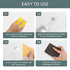 Boncart Spackle Wall Repair Kit, Drywall Repair Kit, 200g Wall Hole Filler, Wall Mending Agent, Wall Putty Hole Repair, Wall Putty with Scraper/Sanding Sponge, Quick Repair for Wall Nail Holes/Crack