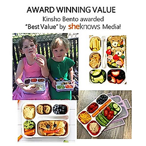 Bento Box with Bag and Ice Pack Set for Kids. Lunch Boxes Snack Containers for Boys Girls Adults. 6 Compartments, Leakproof Portion Container Boxes Insulated Bags for School Lunches, BPA Free, Lilac