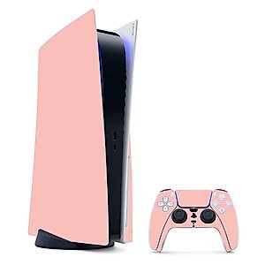 MightySkins Gaming Skin for PS5 / Playstation 5 Bundle - Solid Blush | Protective Viny wrap | Easy to Apply and Change Style | Made in The USA