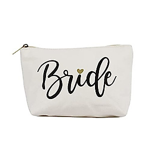 Lamyba Bride Bag with Makeup Bag, Mrs Tote Bag, Bride to be Gifts/Bridal Shower Gifts for Bride, White