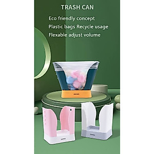 Eco Friendly Trash Can, Trash Bags Holder, Adjustable Size Rubbish bin (Grey Blue + Orange Blue)