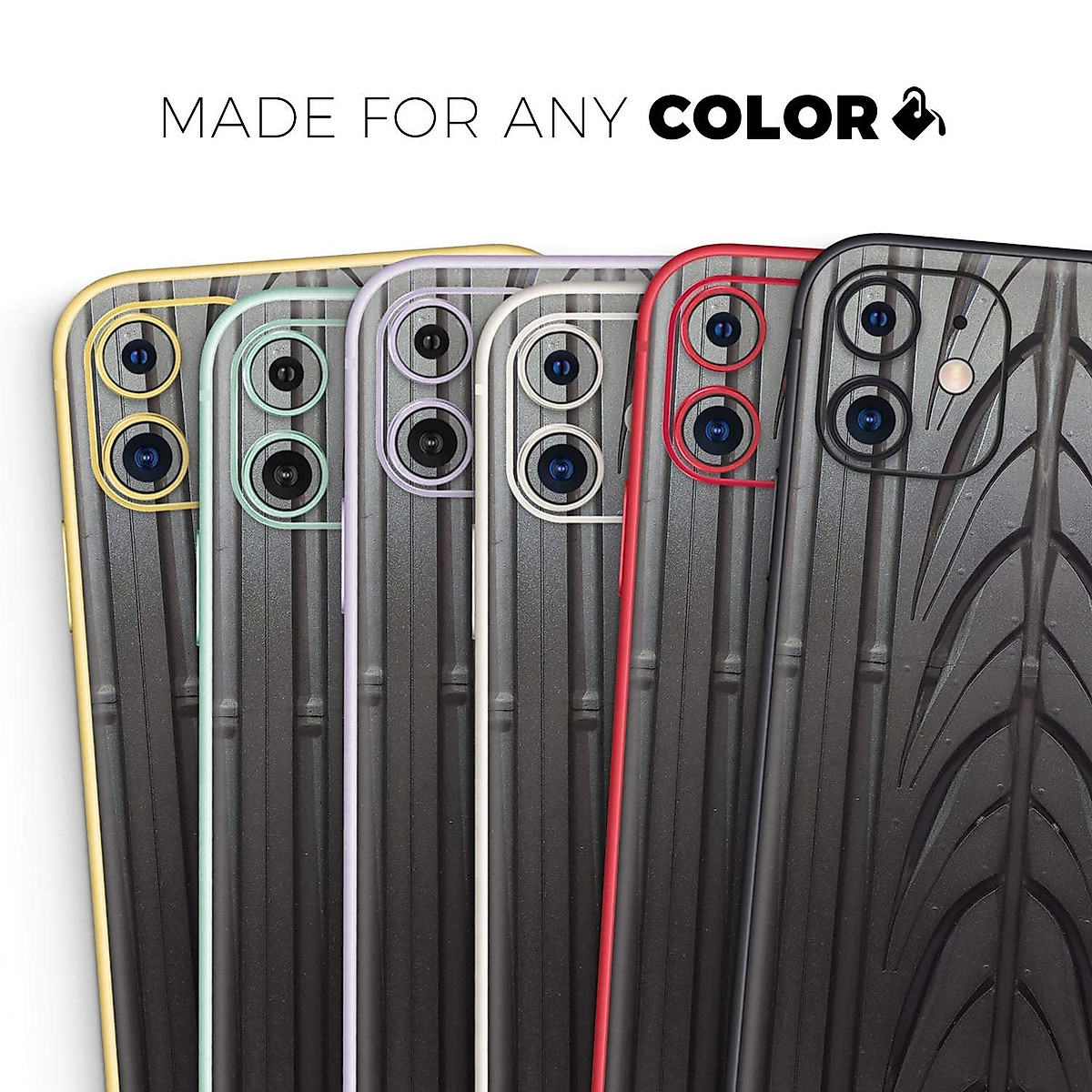 Design Skinz Shiny Black Tire Tread - DesignSkinz Protective Vinyl Decal Wrap Skin Cover Compatible with The Apple iPhone Xs (Full-Body, Screen Trim & Back Glass Skin)