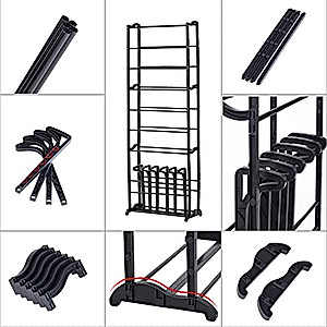 MITLOXX 10 Tier Shoe and Boot Rack Storage Organizer for Closet Entryway Floor, Narrow Tall Shoe Shelf Tower with Boot Holder, Black