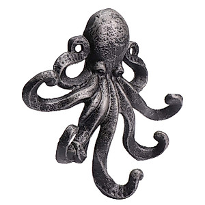 Ciieeo Octopus Bathroom Octopus Coat Hanger Closet Clothes Hooks Fish Towel Rack Key Hanger Cast Octopus Towel Robe Hooks Adhesive Animal Wall Hook Octopus Hook Ocean Wall Hanging