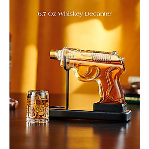 Birthday Gifts for Men Dad, Kollea Gun Whiskey Decanter Sets for Men - Shot Glass, Funny Christmas Gift Ideas for Him Boyfriend Brother, Liquor Dispenser for Bar, Anniversary, Veteran Military Present