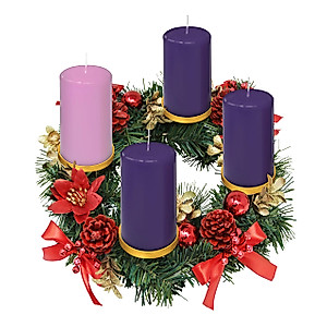Title: Advent Candles Set of 4 – Made in the USA None Drip Advent Pillar Candles – Unscented Purple & Pink Advent Candles for Church and Home Advent Décor decoration Advent Wreaths Rings Candle Holder