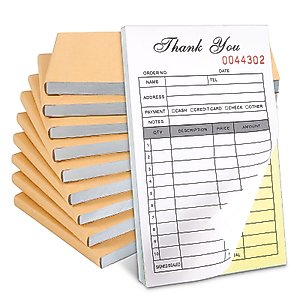 10 Pack Thank You Receipt Book, 3.4x5.5" Handheld 2-Part Carbonless Sales Invoice Book, Invoice Pad with Cardboard for Small Boutique Business, (50 Sets * 10Pack)