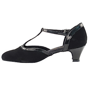 Very Fine Dancesport Shoes - Women's Latin, Salsa, Rhythm, Ballroom Practice Dance Shoes - Classic Series 9627 Black Nubuck & Black Trim (1.3" Heel, Size 9)