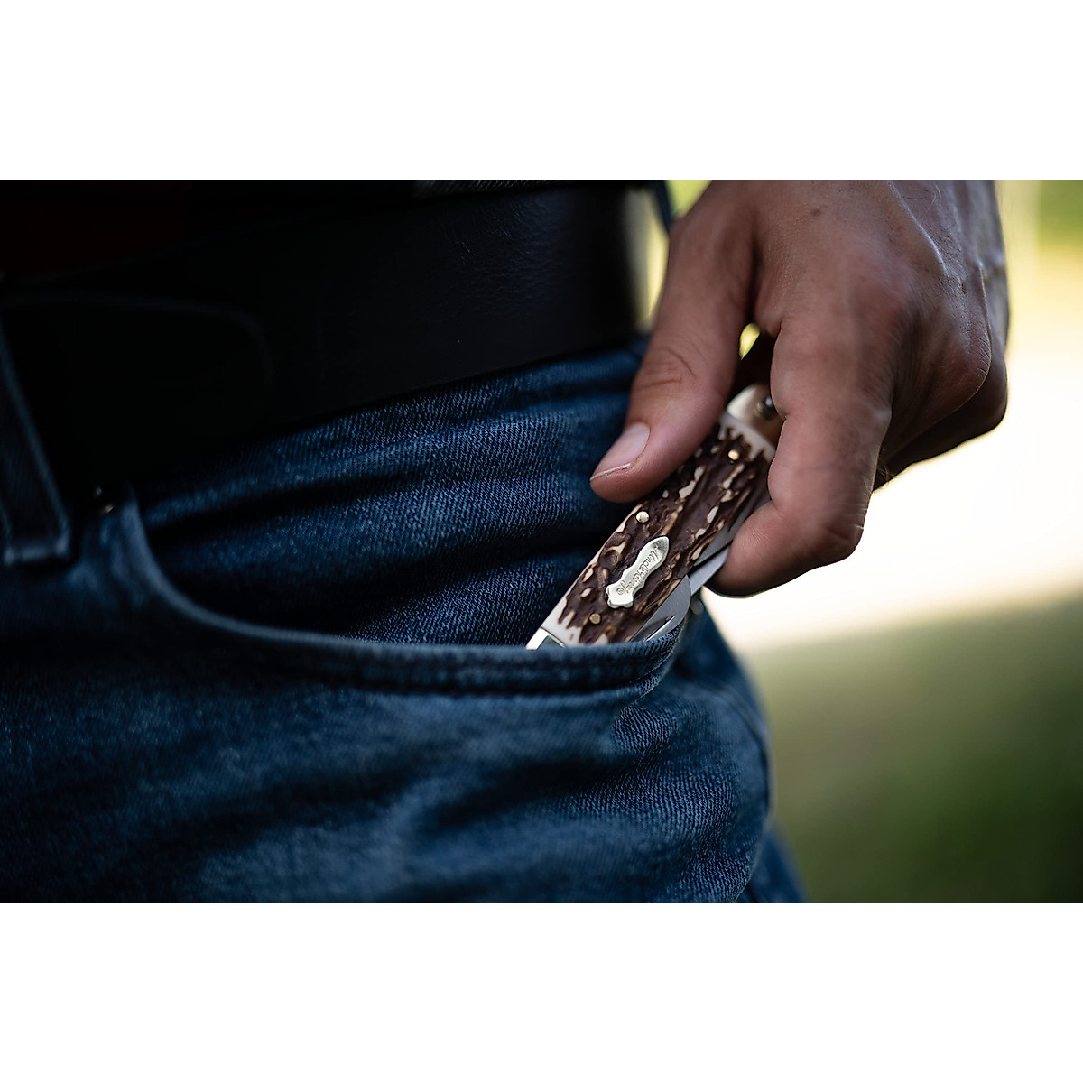 Uncle Henry Next Gen Staglon 23UH Scout 6.1in Folding Knife with 2.4in Stainless Steel Drop-Point Blade, Awl, Can Opener, Screwdriver, Cap Lifter, and Staglon Handle for Hunting, Camping and EDC