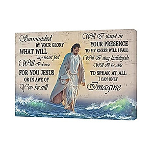 citari Jesus I Can Only Imagine Canvas Wall Art Walking on Water Pictures Decor Christian Religious God Inspirational Quotes Poster Painting Print Artworks Framed for Living Room Bedroom 16''x12''