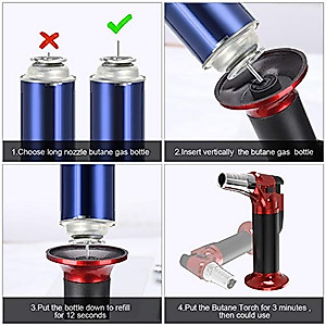 2 Pack Butane Torches Culinary Blow Torch Lighter, Refillable Kitchen Cooking Torch with Safety Lock Adjustable Flame for BBQ, Creme Brulee, Baking, Crafts (Butane Gas not Included) (Red/Blue)