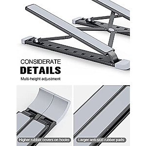 RIWUCT Laptop Stand for Desk, 9-Levels Adjustable Ergonomic Laptop Riser Holder, Aluminum Foldable Portable Computer Notebook Stand Compatible with MacBook, Air, Pro All Laptops 10-15.6” (Black)