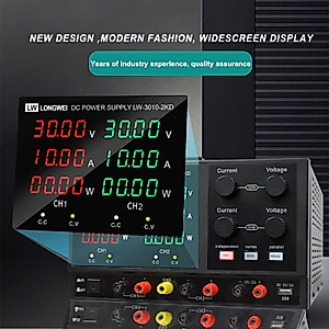 LWLONGWEI DC Power Supply Variable,4 Channels 30V 10A 2 * 300W Adjustable Switching Regulated DC Bench Power Supply with 4-Digits LED Power Display 5V/2A USB/DC Output Black