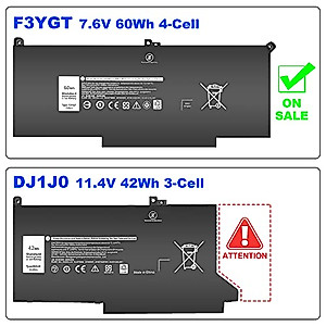 VNYUNQWE F3YGT Latitude 7480 Battery 7490 Battery 2X39G 60WH for Dell Latitude 12 7000 7280 7290/13 7000 7380 7390 P29S002/14 7000 7480 7490 P73G002 Series DM3WC KG7VF P73G 451-BBYE 453-BBCF