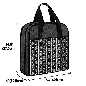 YARWO Embroidery Bag, Embroidery Projects Storage with Multiple Pockets for Embroidery Hoops (Up to 12"), Embroidery Floss and Supplies, Black with Arrow (Bag Only, Patented Design)