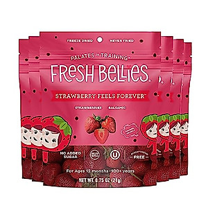 Fresh Bellies Strawberry Feels Forever| Strawberry Freeze Dried Healthy Snack for Kids| Gluten Free Freeze Dried Fruit Kids Snack with No Preservatives & No Added Sugar| Age 12+ Months| 6-Pack
