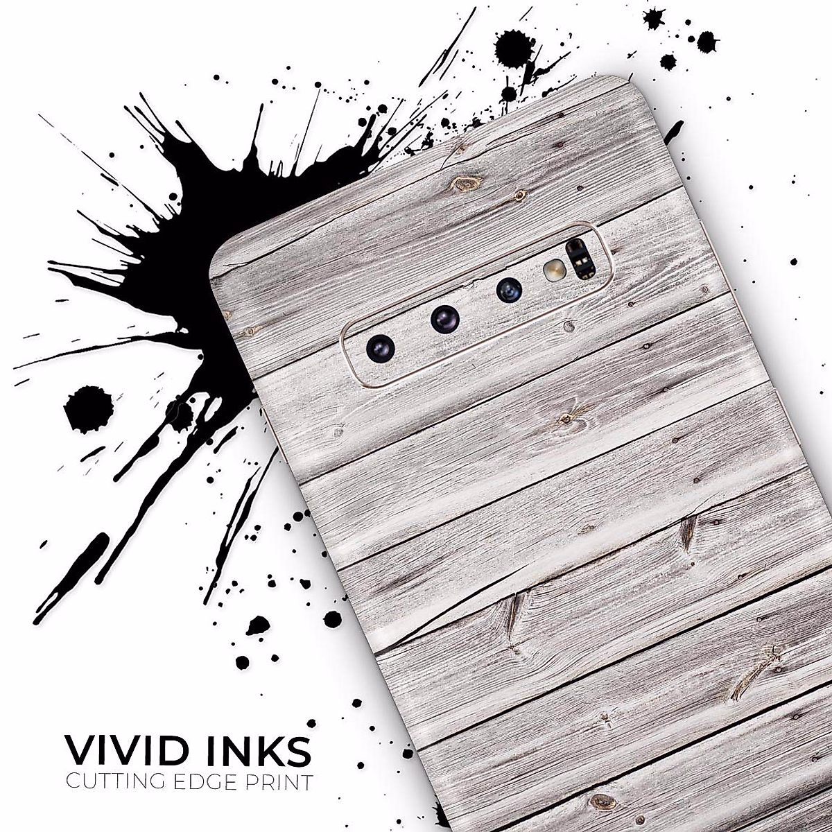 DesignSkinz Aged White Wood Planks 2 Protective Vinyl Decal Wrap Skin Cover Compatible with The Samsung Galaxy S20 (Screen Trim & Back Glass Skin)