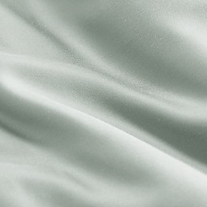 Cooling Duvet Cover Set Rayon derived from Bamboo, Queen Size Silky Green 3PCS 300TC Luxury Comforter Cover 90" x 90", Oeko-Tex Cooling Duvet Covers with Zipper Closure and Corner Ties