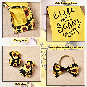 HINTINA Preemie Premature Baby Girl Sunflower Floral Romper Little Miss Sassy Pants Jumpsuit Outfits Spring Summer Clothes Set Yellow