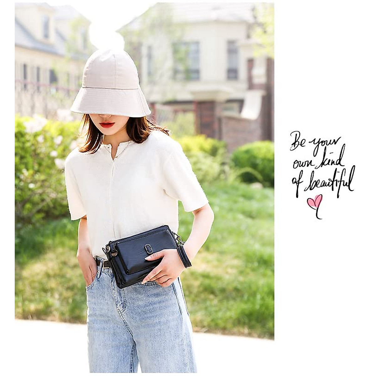 MINICAT Treble Pockets Small Crossbody Purse Soft Synthetic Leather Cell Phone Purse Wallet for Women (Style01-Grey)