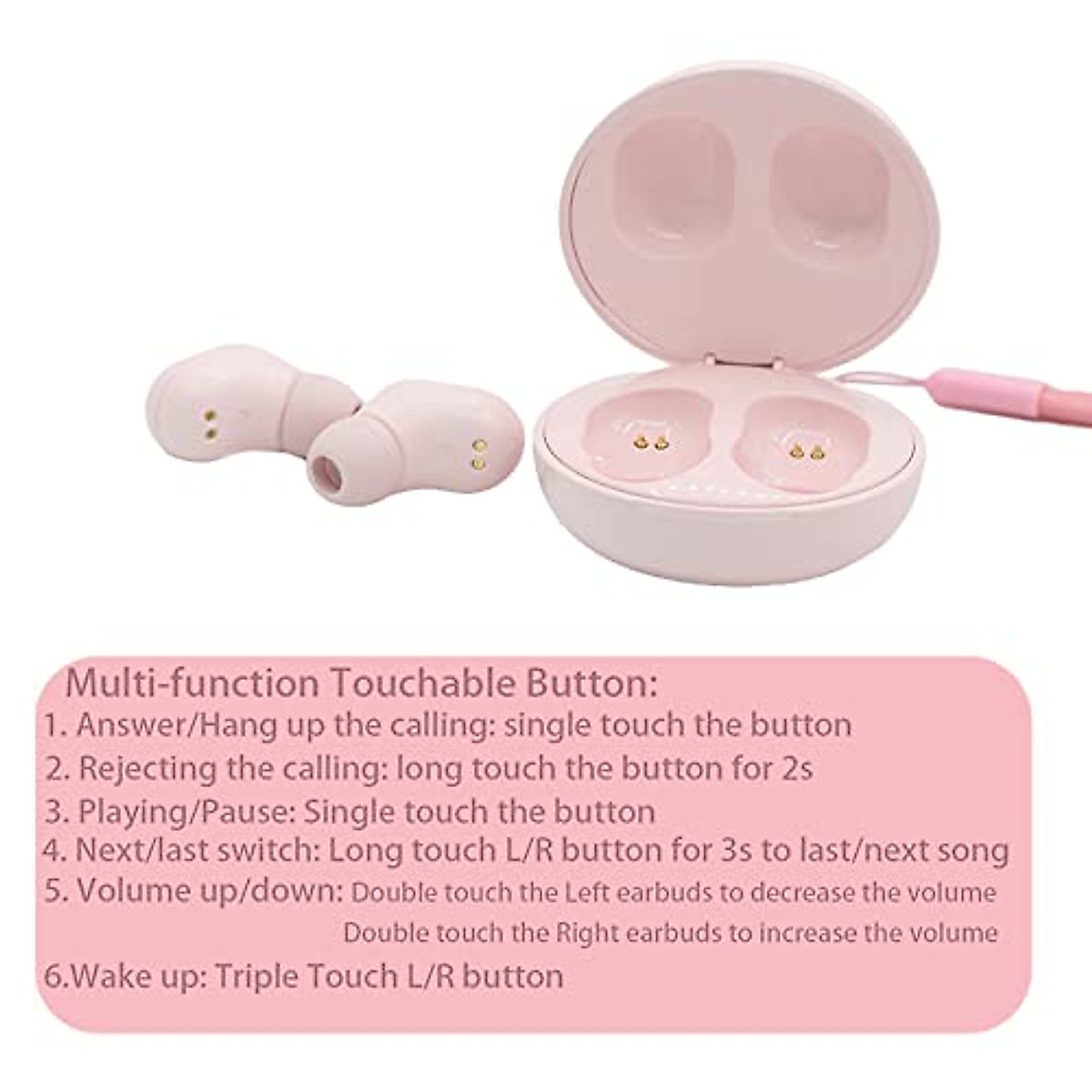 Masterbond Portable Wireless Earbuds Pink,Invisible in Ear Cordless Earpiece with Charging Case,Kids Ear Pods Wireless Earbuds for Girls Teens Bluet00th 5.1 Long Playtime Cute Design(Pink)
