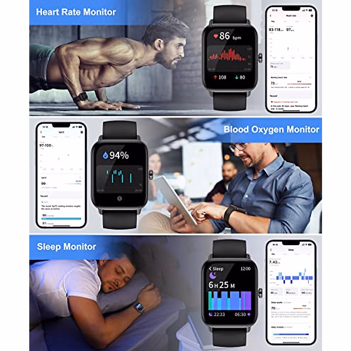 Smart Watch for Men Women with Bluetooth Call, Alexa Built-in1.8 DIY Dial with Blood Oxygen Heart Rate Sleep Fitness Tracker Notification Weather 100 Sport Modes Smartwatch for Android iOS Phone