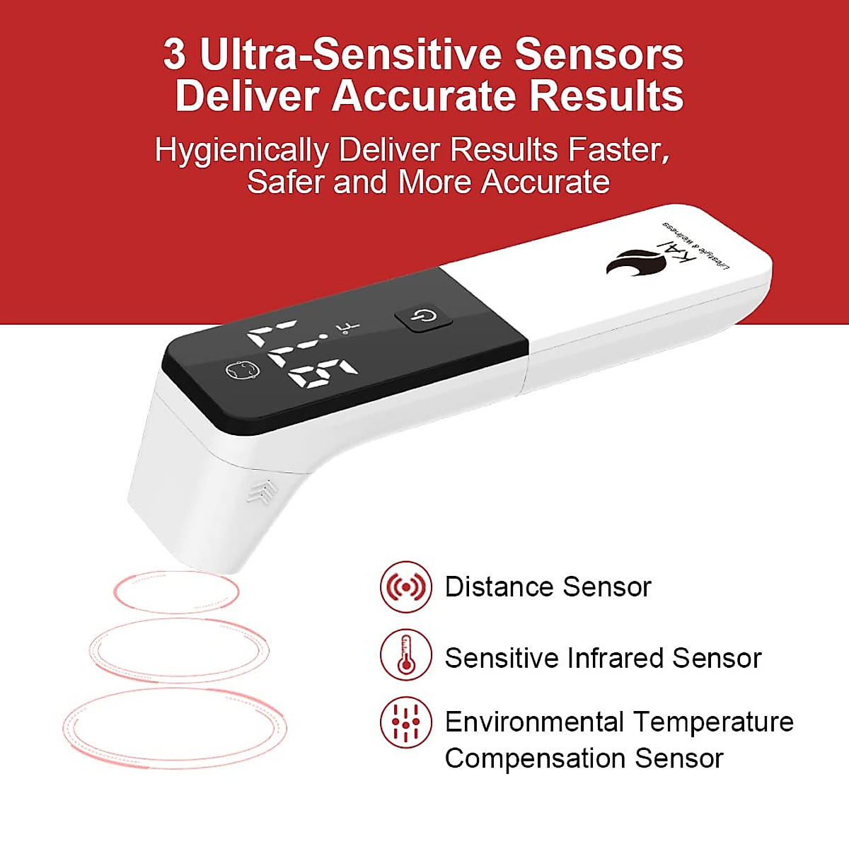 Kai LED Forehead and Ear Thermometer for Adults, Kids and Babies | Touchless, Accurate, Instant Read, Medical Grade, Premium Quality