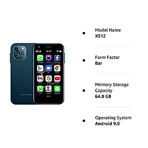 Global Version Soyes XS12 Mini 4G Smartphone 3.0 Inch Dual Sim Ultra Thin Unlocked Card Mobile Phone WiFi Bluetooth Hotspot Student Pocket Cellphone (Blue 64GB)