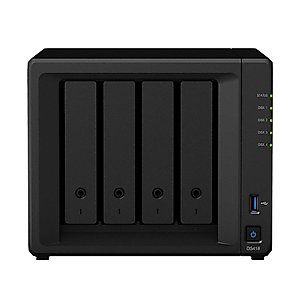 Synology DiskStation DS418 NAS Server with RTD1296 1.4GHz CPU, 2GB Memory, 64TB HDD Storage, 2 x 1GbE LAN Ports, DSM Operating System