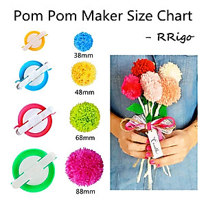Pom Pom Maker, 4 Sizes Pompom Maker Tool Set for Fluff Ball Weave DIY Wool Yarn Knitting Craft Project for Kids and Adult - RRigo