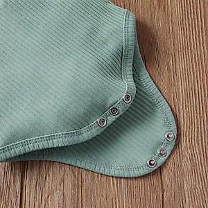 CIYCUIT Newborn Baby Boy Girl Outfits Long Sleeve Ribbed Romper Pants Set 0 3 6 12 18 24 Months Gender Neutral Baby Clothes Light Green 12-18 Months