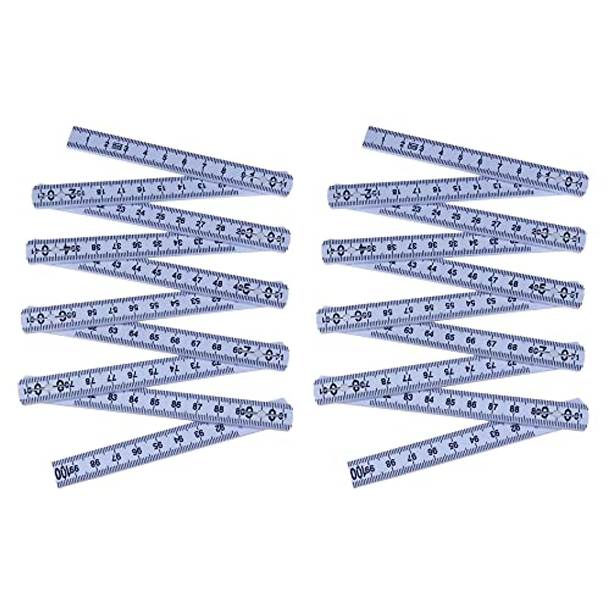 Faotup 2PCS White 1 Meter ABS Folding Ruler with Sliding Extension,Mini Folding Ruler,Small Folding Ruler,Folding Ruler Slide,Folding Rulers Measuring Tool,5.11×1.00×0.51Inches