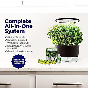 AeroGarden Harvest 360 with Gourmet Herb Seed Pod Kit - Hydroponic Indoor Garden, Black