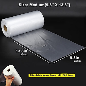 9.8 X 13.8 Inch Plastic Produce Bags Roll, 1000 Bags of 1 Big Roll for Fruits, Vegetable, Bread, Clear Kitchen Food Storage Bags (Medium)