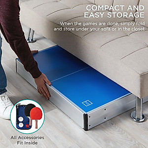 Best Choice Products 6x3ft Portable Ping Pong Table Game Set, Folding Indoor Outdoor Table Tennis for Rec Room w/ 2 Paddles, 2 Balls, Net, Carrying Bag, Adjustable Feet