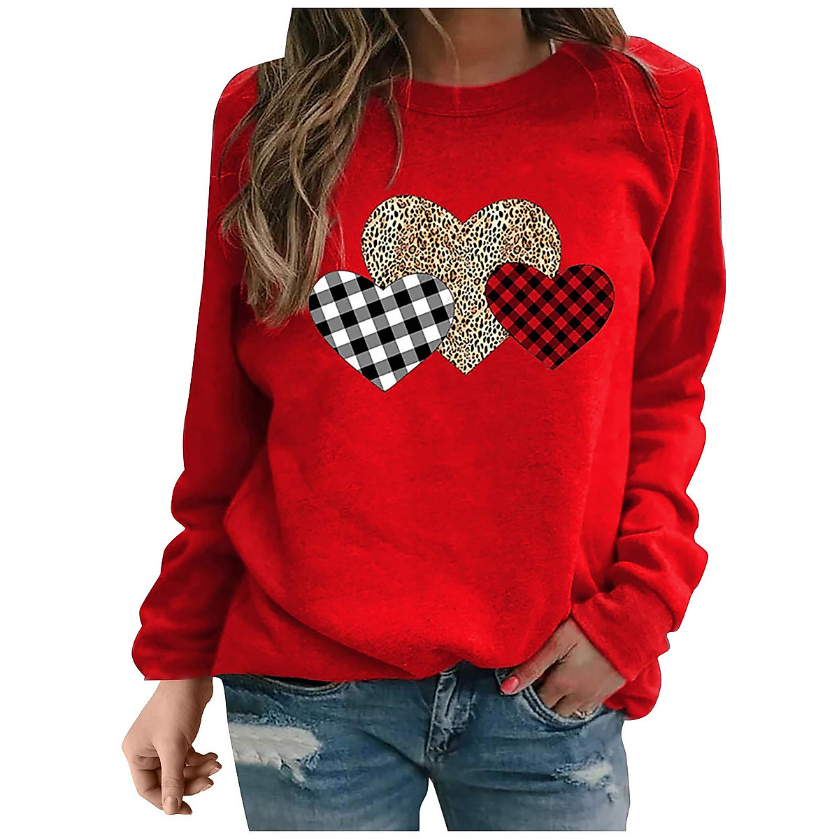 Bblulu Women's Crewneck Sweatshirt Casual Cute Valentine's Day Long Sleeve Loose Fitting Fall Tops T Shirt